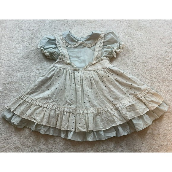 Bryan | Dresses | Vtg Bryan Baby Blue Pinafore Dress Trimmed In White ...